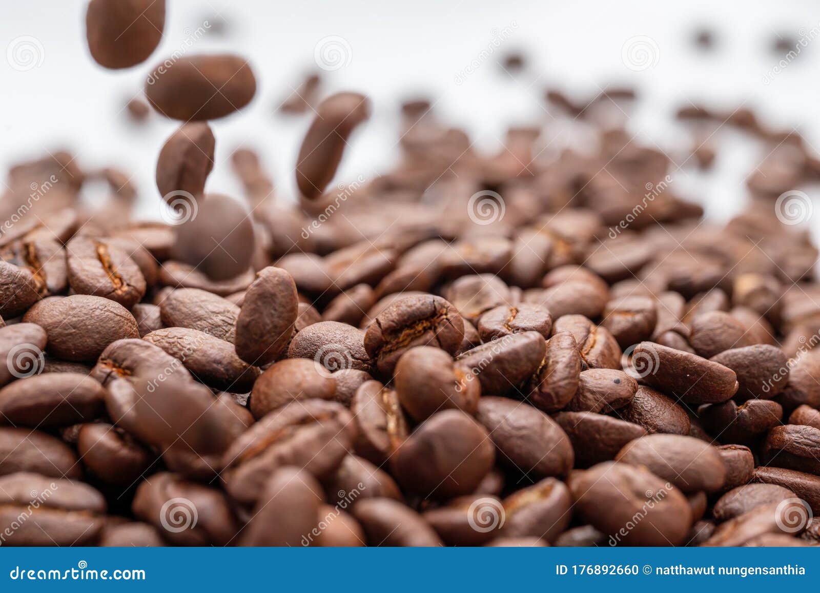 Brown Background of Coffee Grains in Dropcopy Space Stock Photo - Image ...