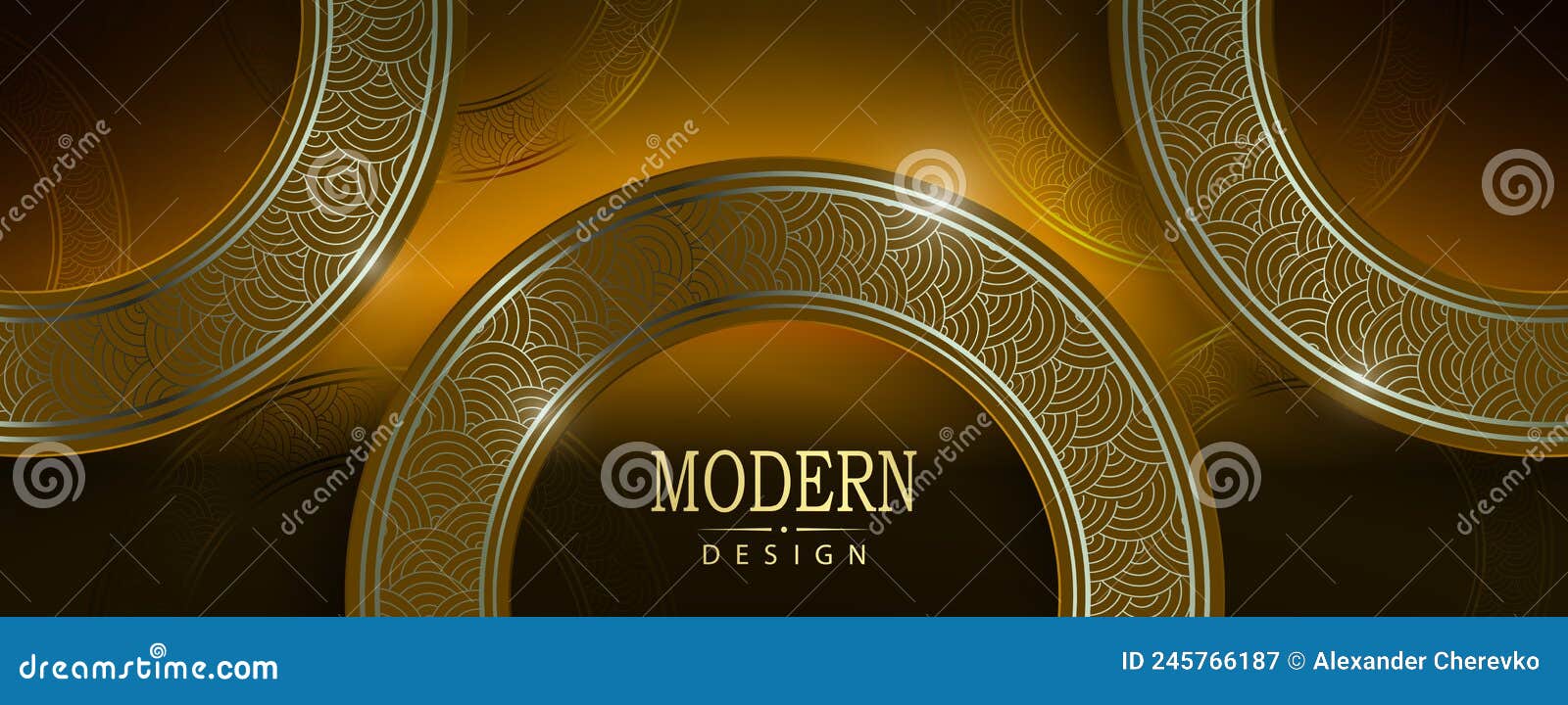 Brown Background, Round Frames with a Shiny Border with a Pattern Stock ...