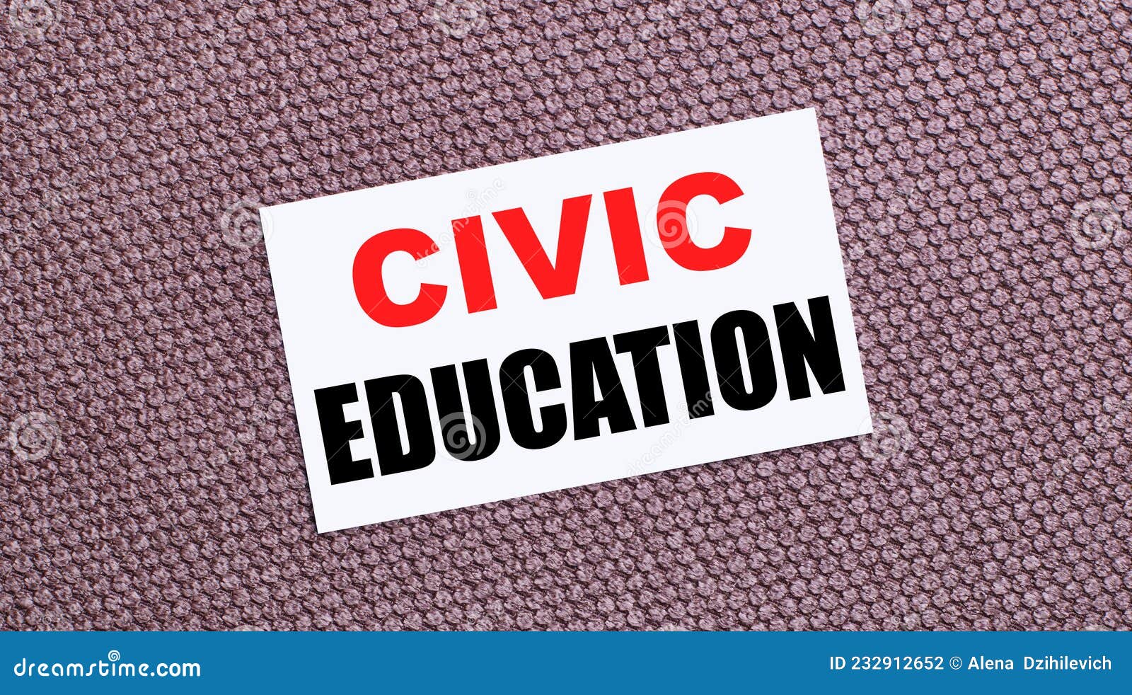 On a Brown Background, a White Rectangular Card with the Text CIVIC ...