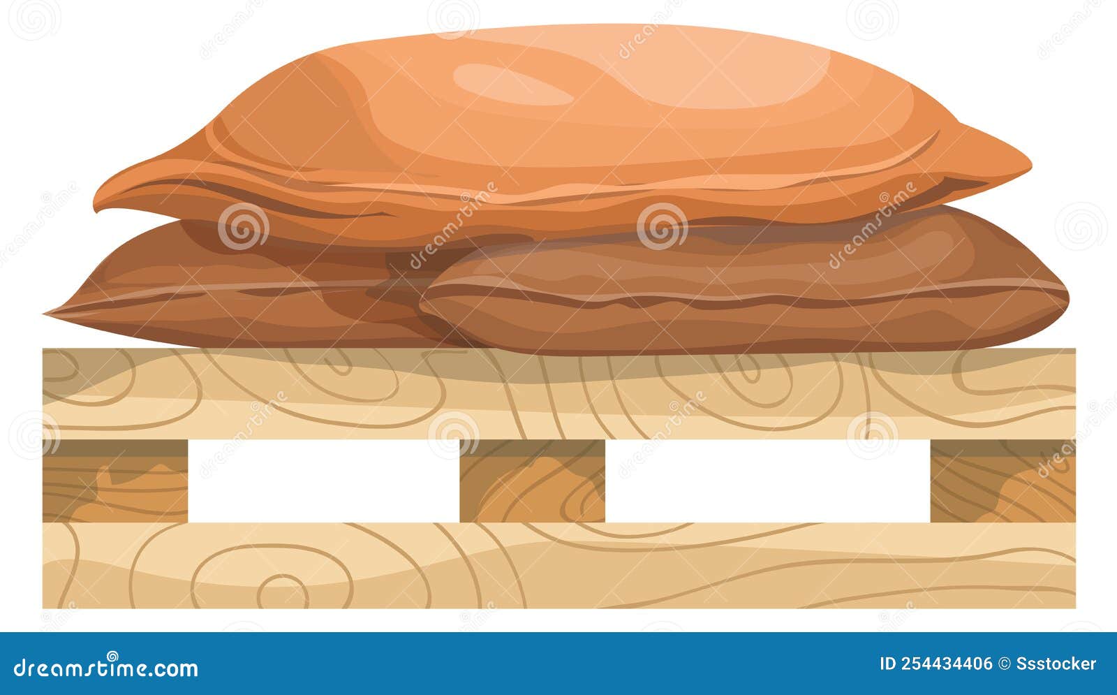 Brown Bags Stack. Canvas Grain Sacks Storage Icon Stock Vector ...