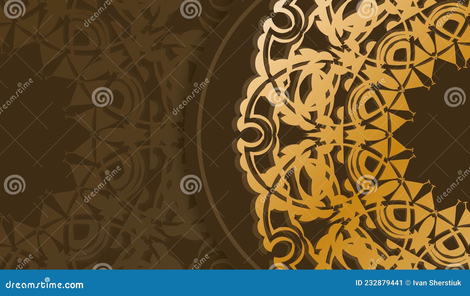 Brown Banner Template with Indian Gold Pattern and Place Under Your ...