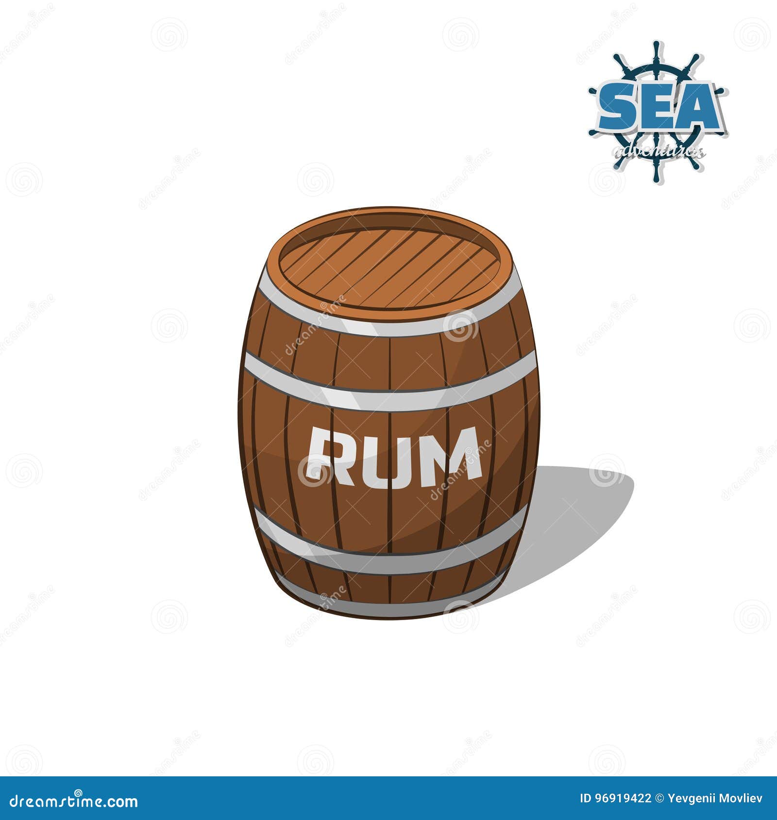 Brown Barrel of Rum on White Background. Image in Cartoon Style Stock ...