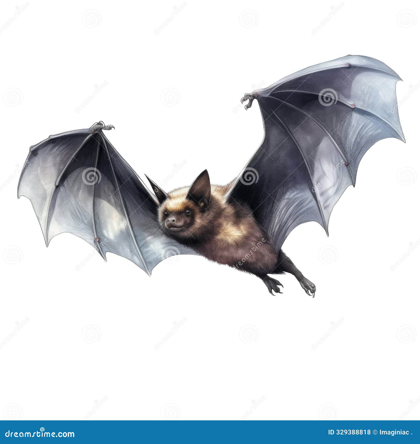 A Brown Bat in Flight with Spread Wings Stock Photo - Illustration of ...