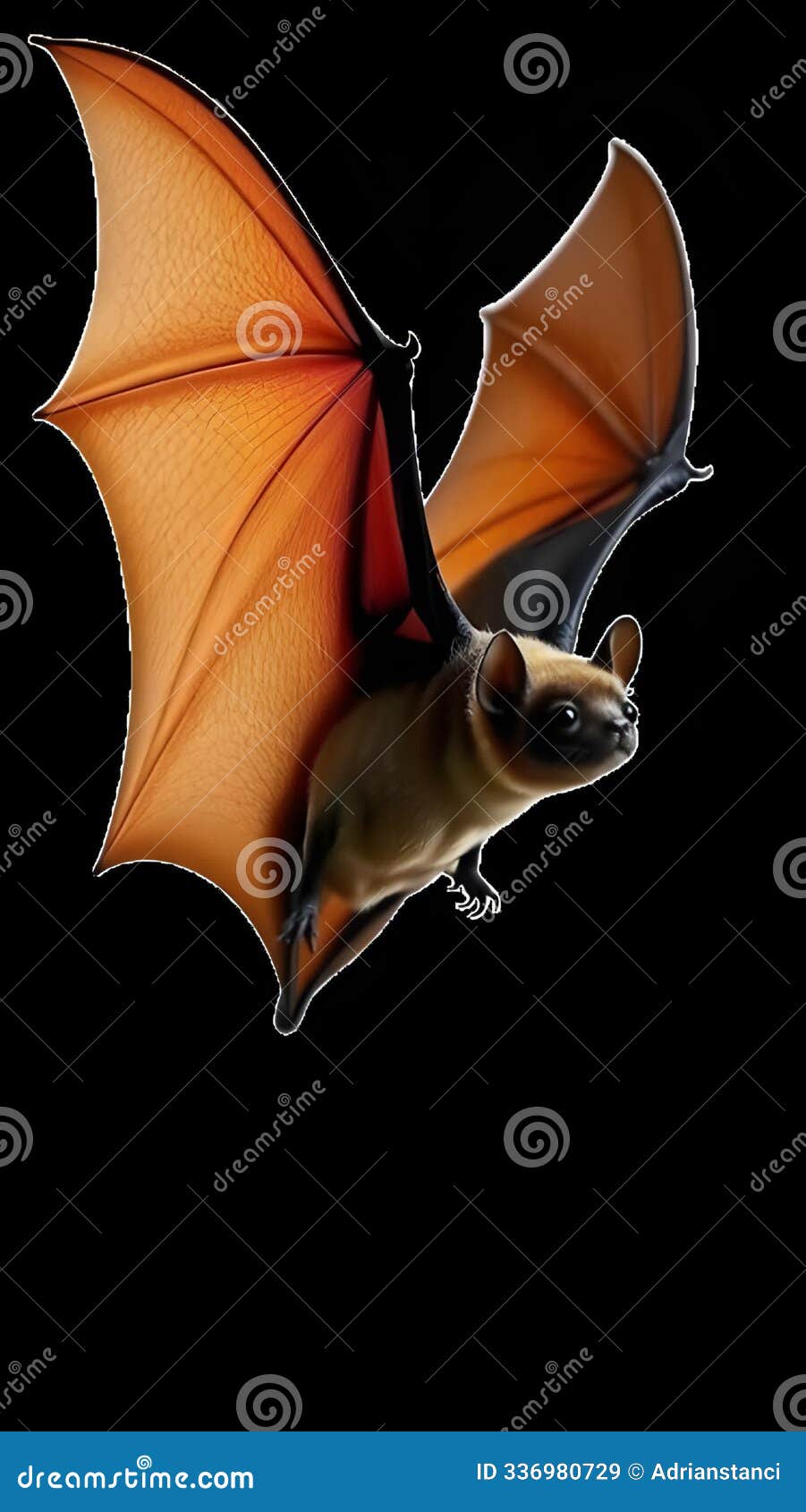 A Brown Bat Gliding Gracefully with Wings Spread Wide in Flight Stock ...