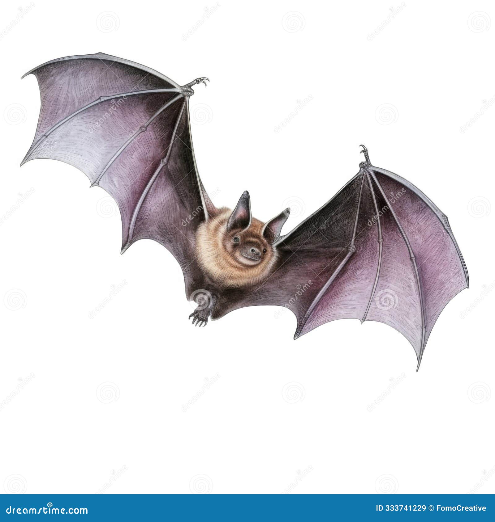 A Brown Bat with Spread Wings in Flight Stock Illustration ...