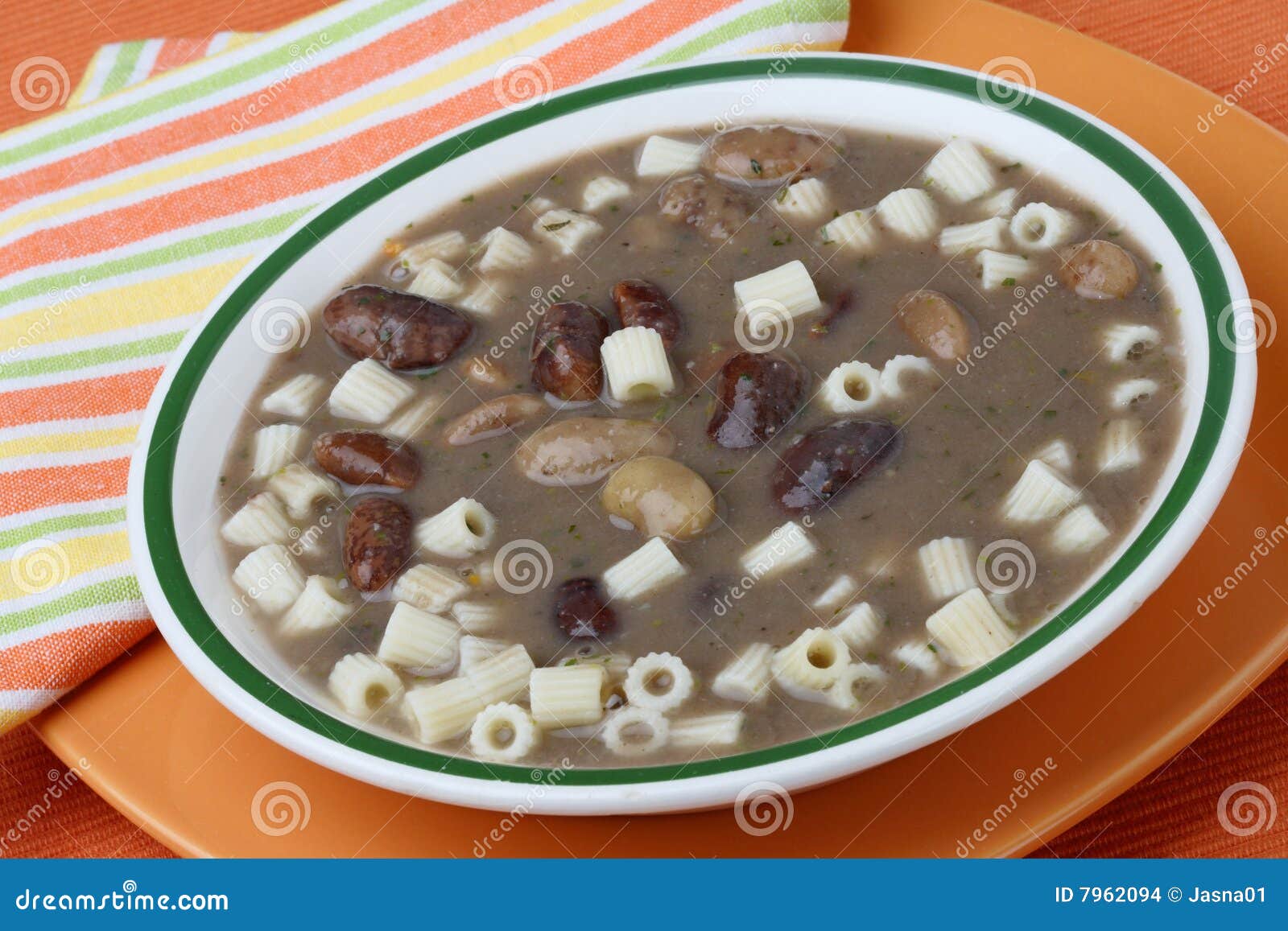 Brown Beans Soup with Macaroni Stock Photo - Image of served, beans ...