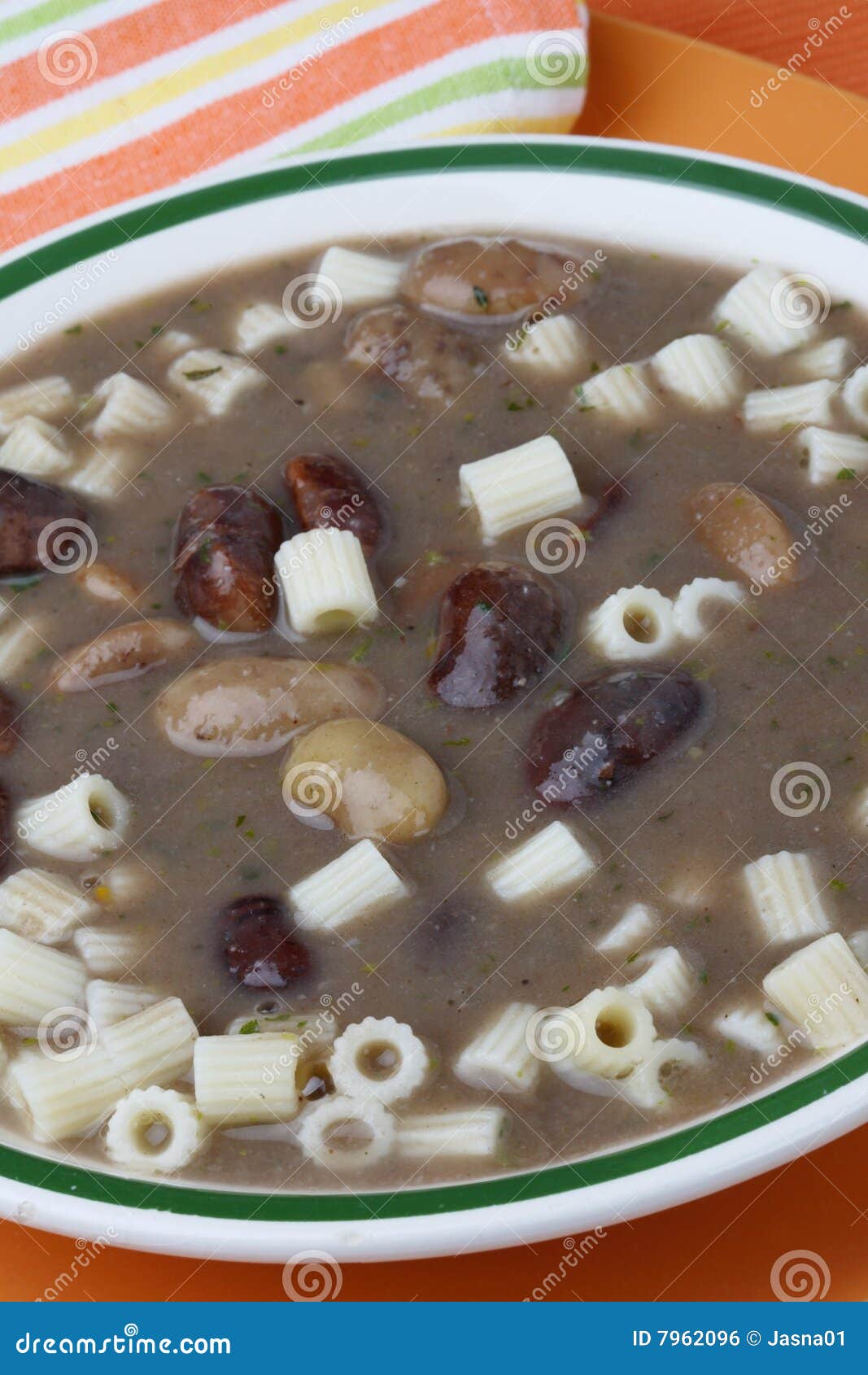 Brown Beans Soup with Macaroni Stock Photo - Image of national ...