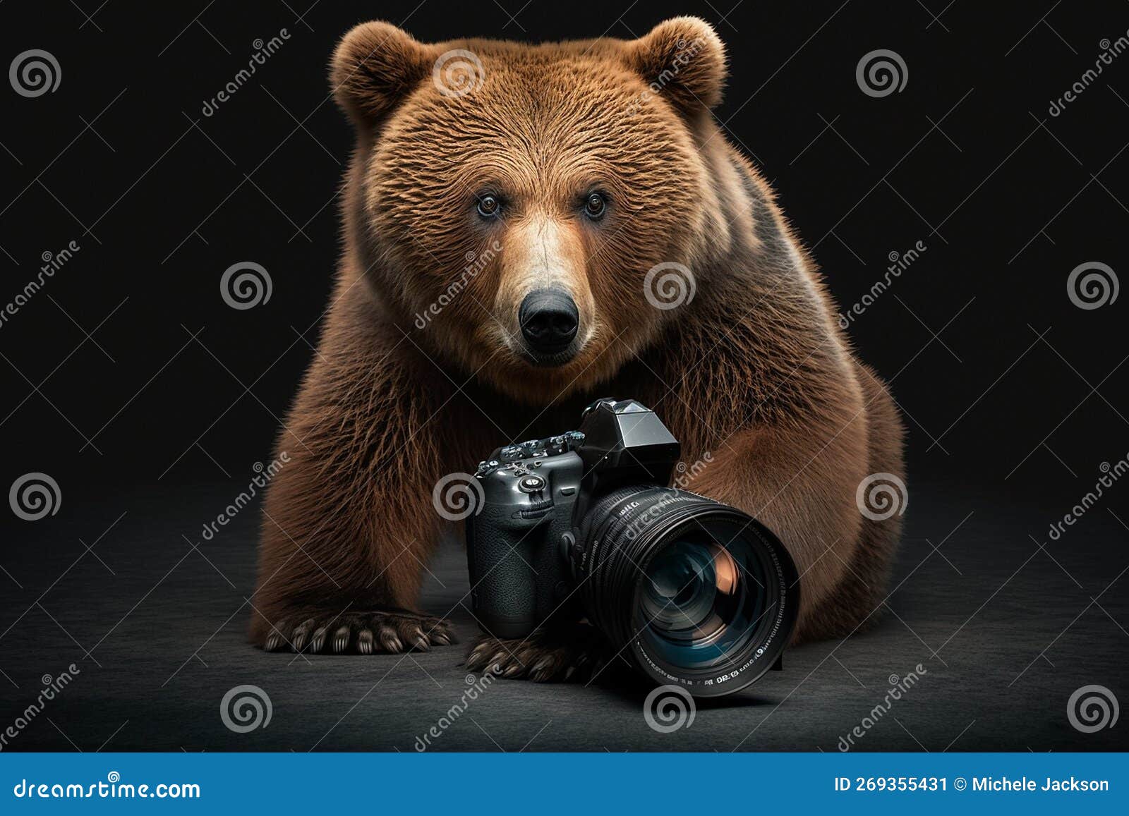 A Brown Bear with a Camera Created by Generative Ai Stock Illustration ...