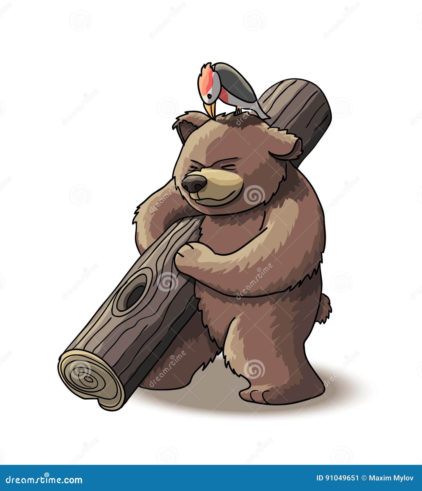 Brown bear cub carry wood stock illustration. Illustration of clip ...