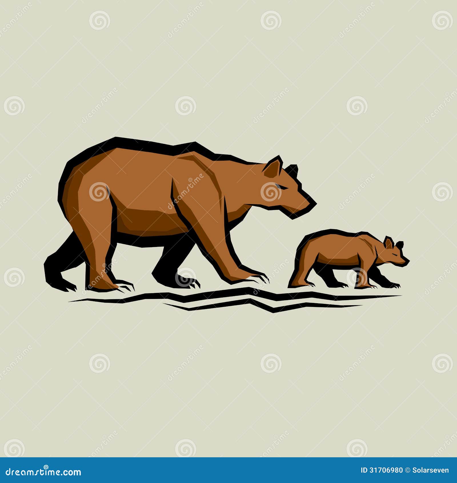 Brown Bear and Cub stock vector. Illustration of style - 31706980