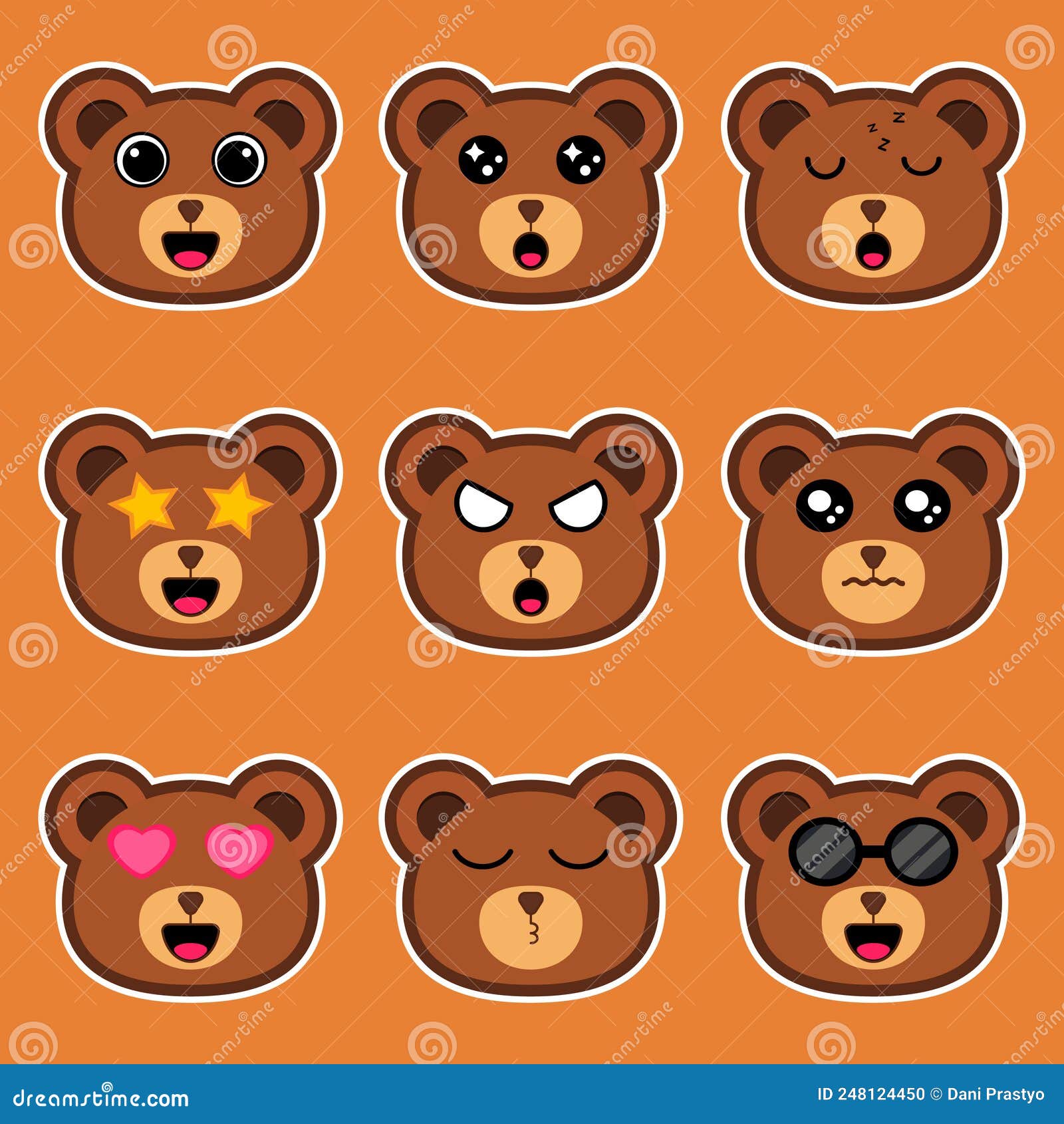 Brown Bear Emoticon Illustration Graphic Stock Vector - Illustration of ...