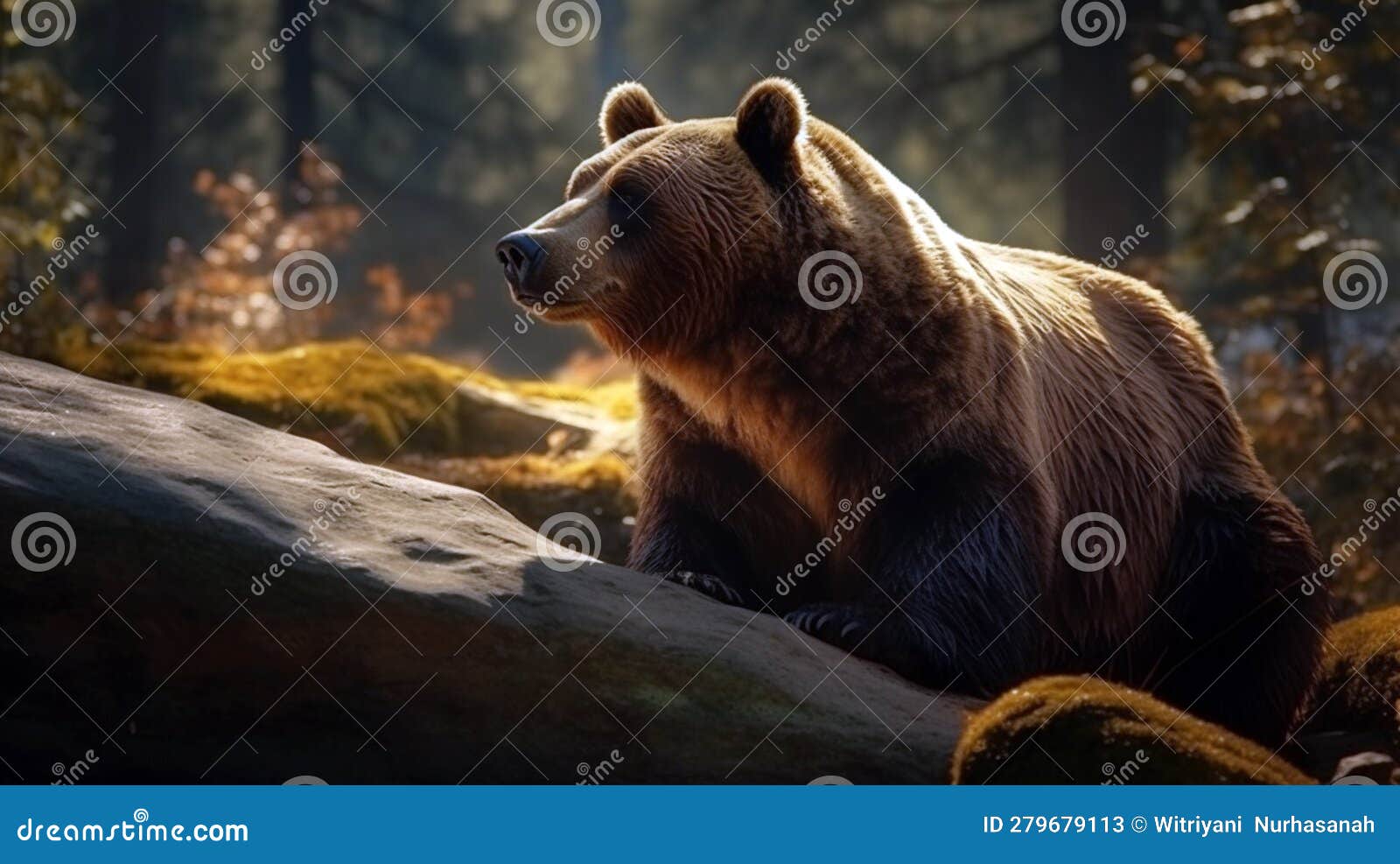 A Brown Bear in the Forest. Big Brown Bear Stock Illustration ...