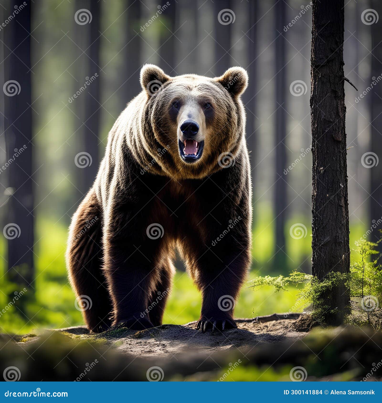 A Brown Bear in the Forest Created by Artificial Intelligence Stock ...