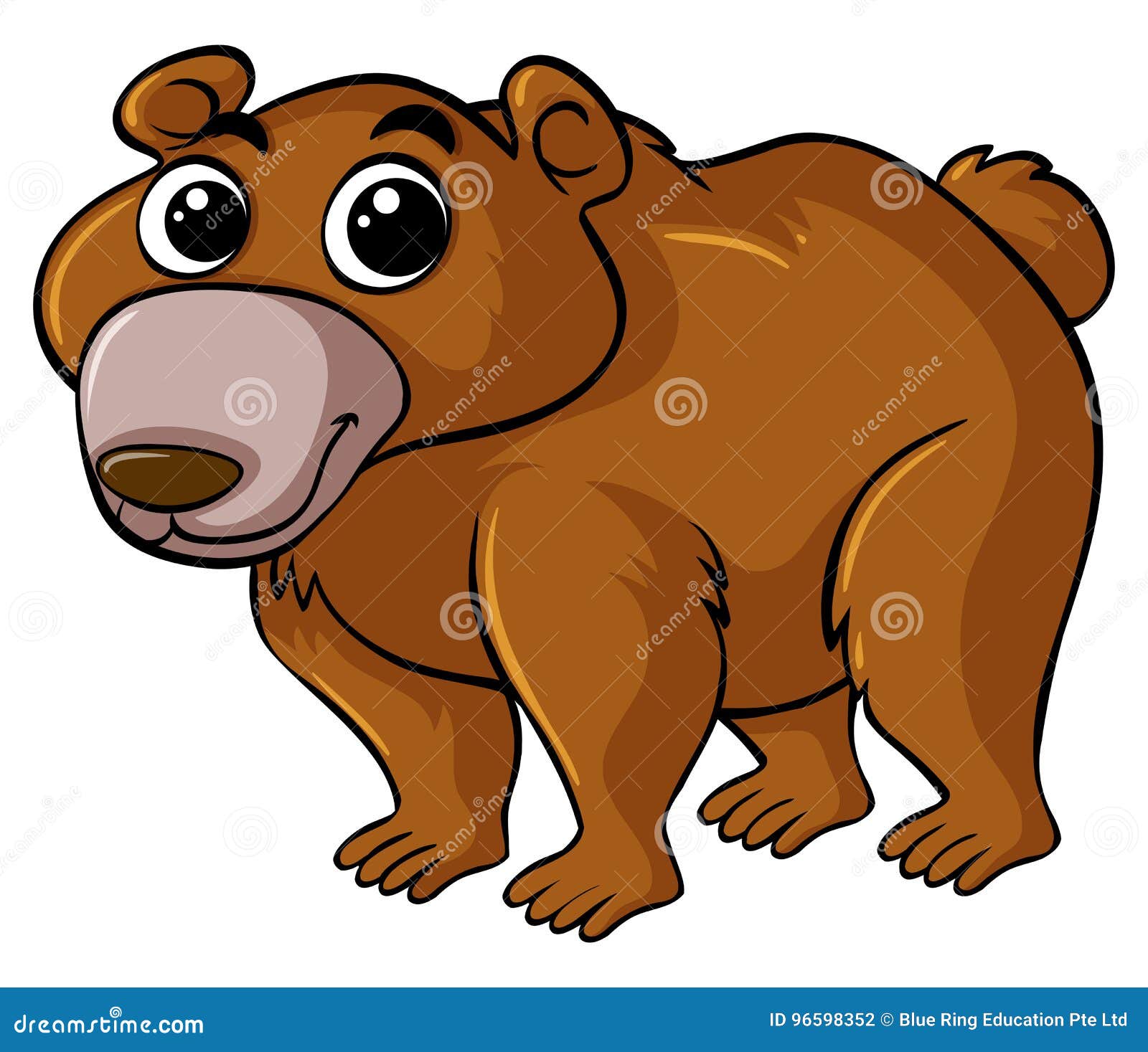 Brown bear with happy face stock vector. Illustration of drawing - 96598352