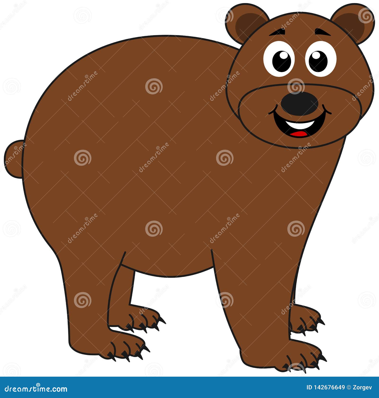 A Brown Bear on His Profile and Smiling Stock Illustration ...