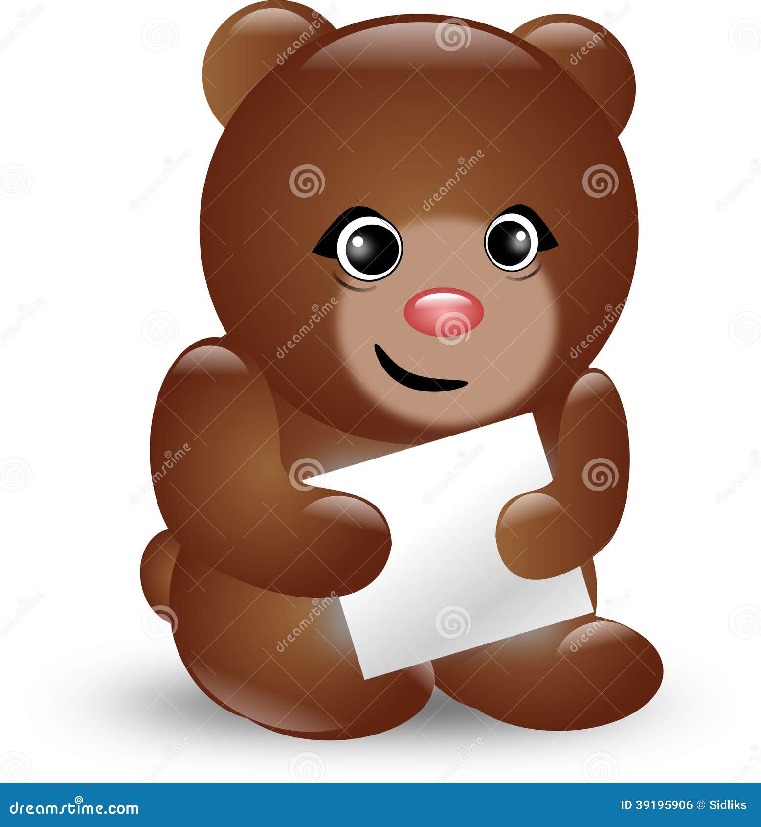 Brown Bear Holding Empty Label Stock Illustration - Illustration of ...