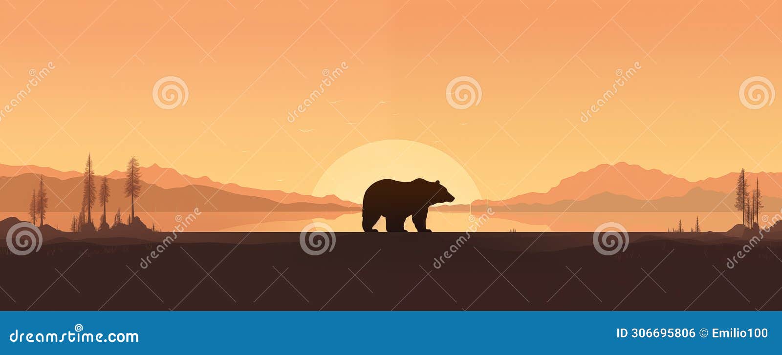 Brown Bear, Minimalist Design, Header, Wildlife Symbol, Illustration ...