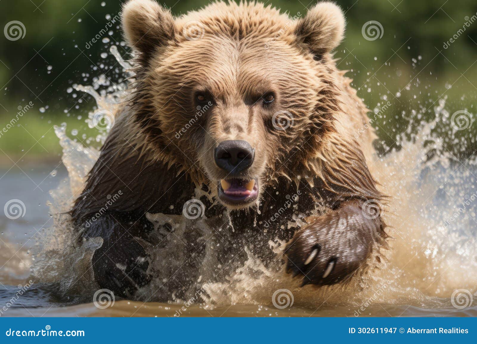 A Brown Bear is Running through the Water Stock Illustration ...