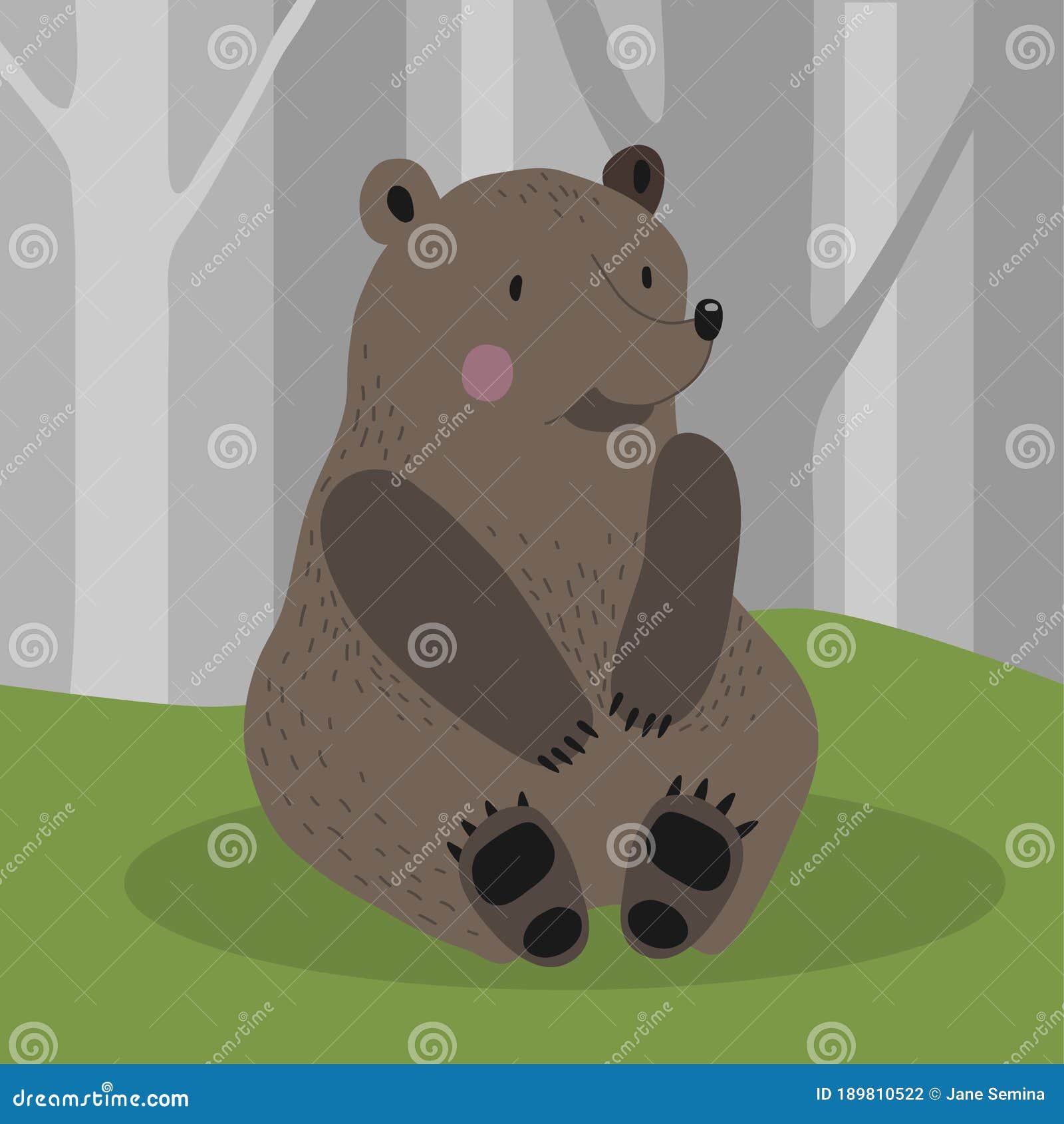 Brown Bear in the Spring Forest. Bear is Sitting in the Forest Stock ...