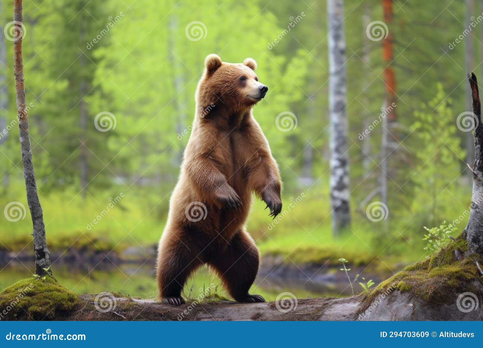 A Brown Bear Standing on Two Legs in the Wilderness Stock Image - Image ...
