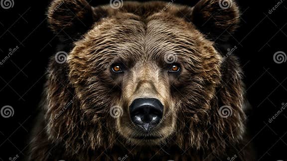 Brown Bear Headshot with Dramatic Lighting Stock Illustration ...