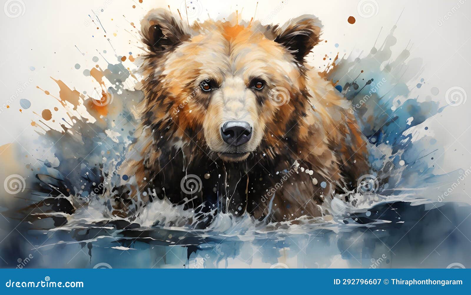 Brown bear in water stock illustration. Illustration of water - 292796607
