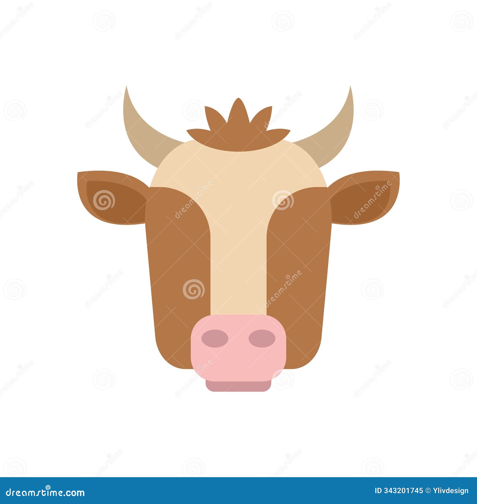 Brown and Beige Cow Face Minimalist Illustration Stock Illustration ...