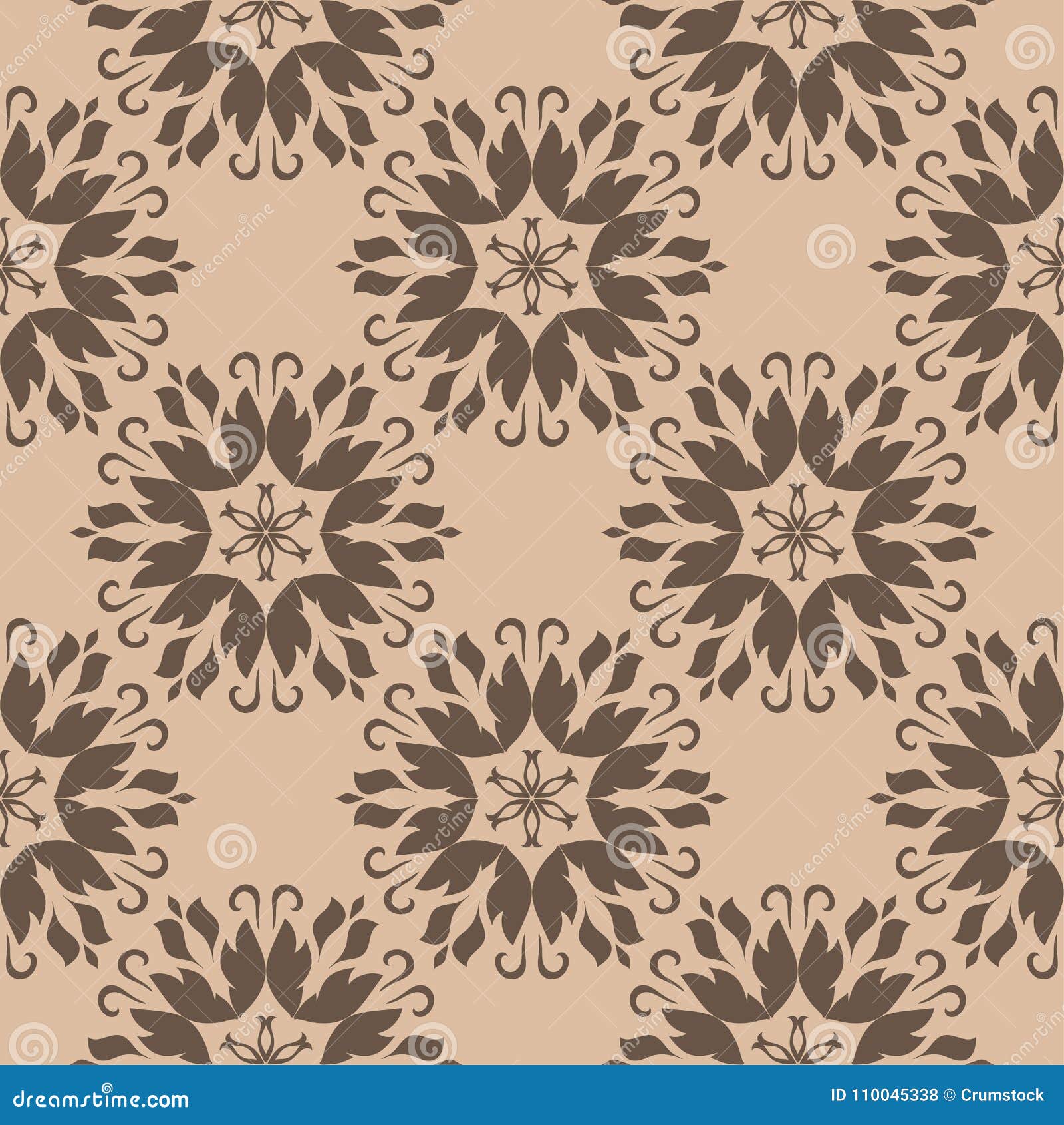 Brown and Beige Floral Seamless Pattern Stock Vector - Illustration of ...