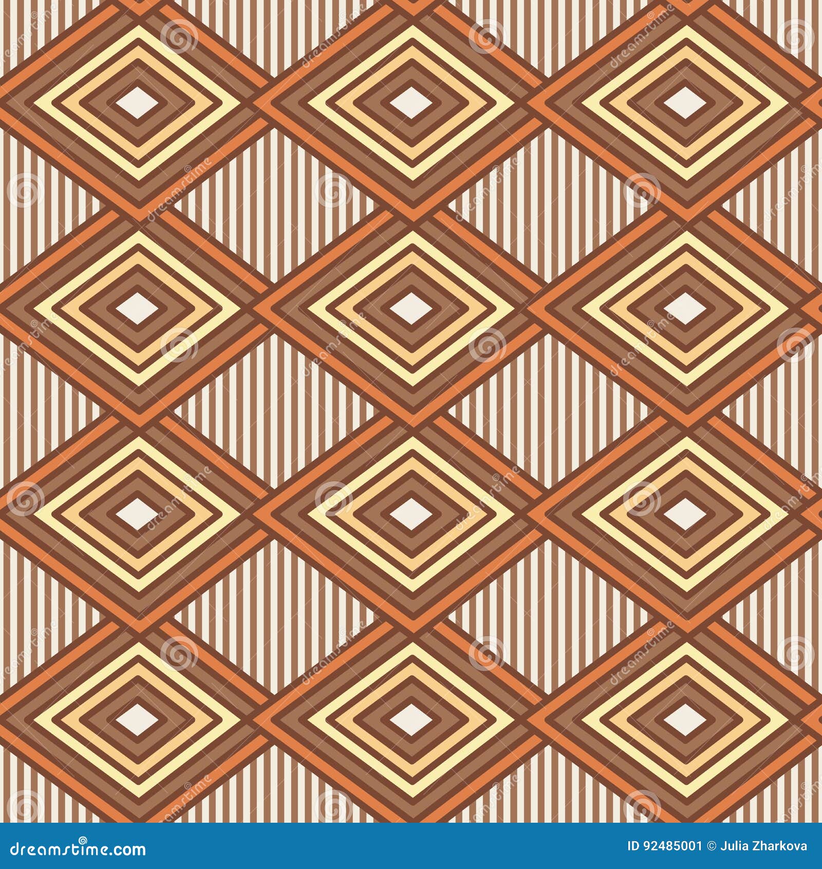 Brown and Beige Pastel Colored Rhombus and White Stripes Seamless ...