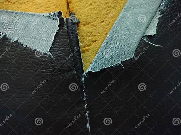 The Brown Bench Was Torn Due To Being Hit by a Sharp Object Stock Photo ...