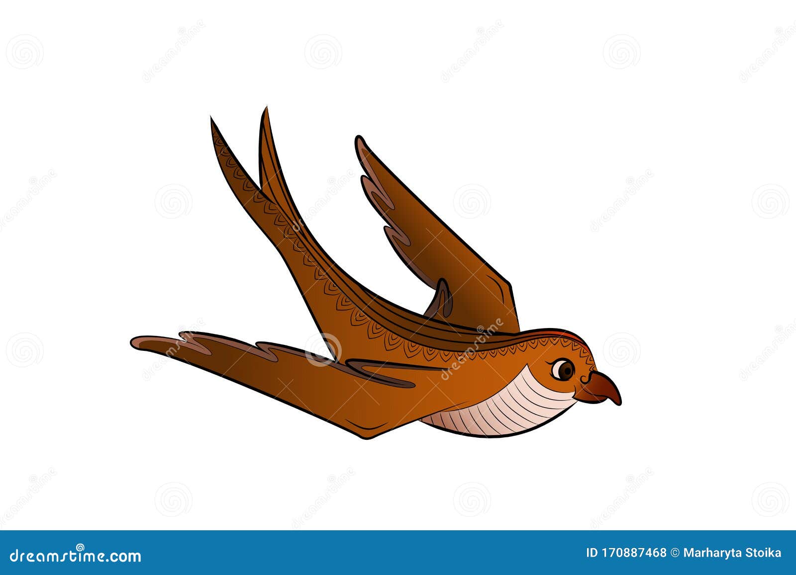 Brown bird fly. stock vector. Illustration of happy - 170887468