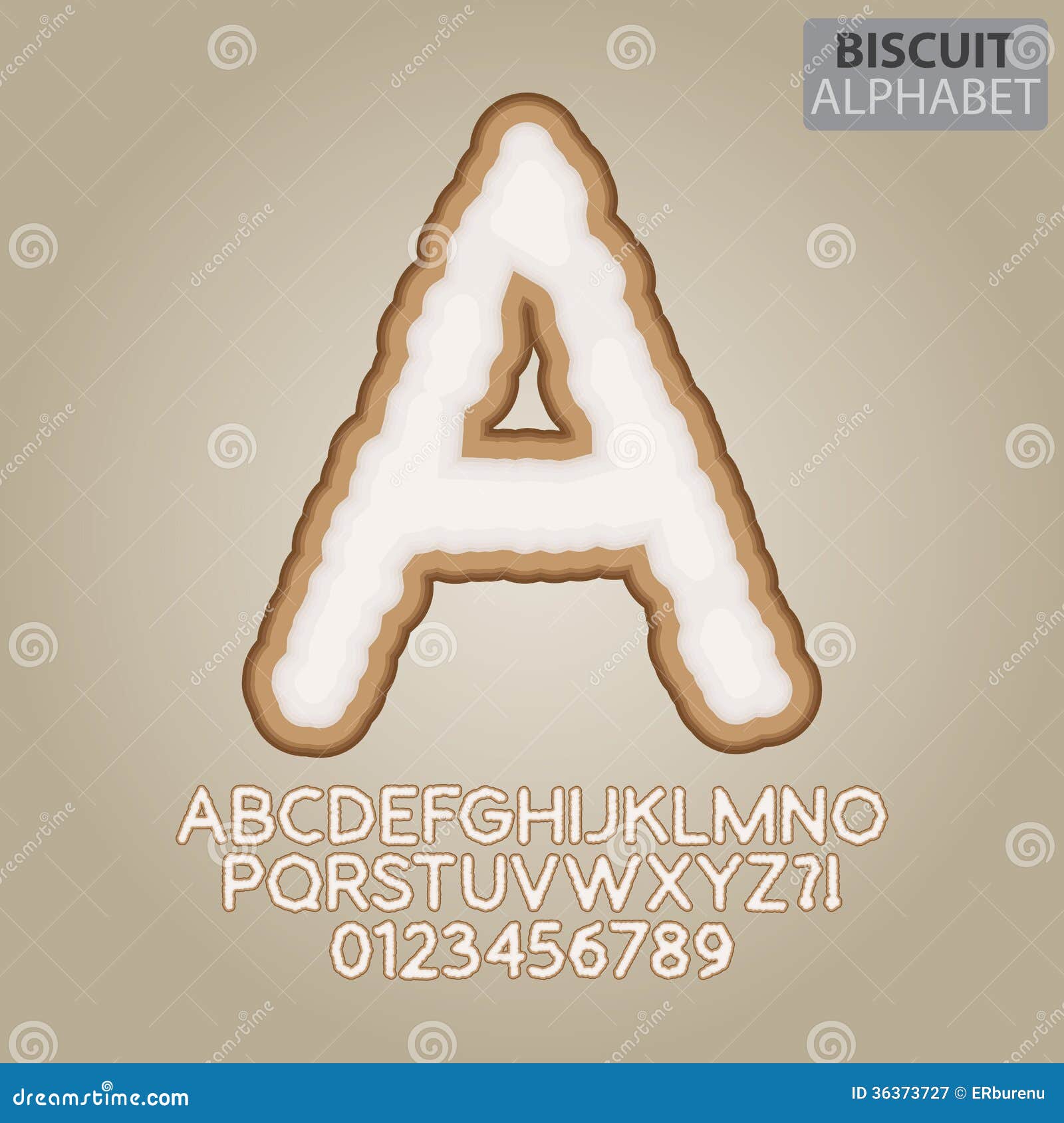 Brown Biscuit Alphabet and Numbers Vector Stock Vector - Illustration ...