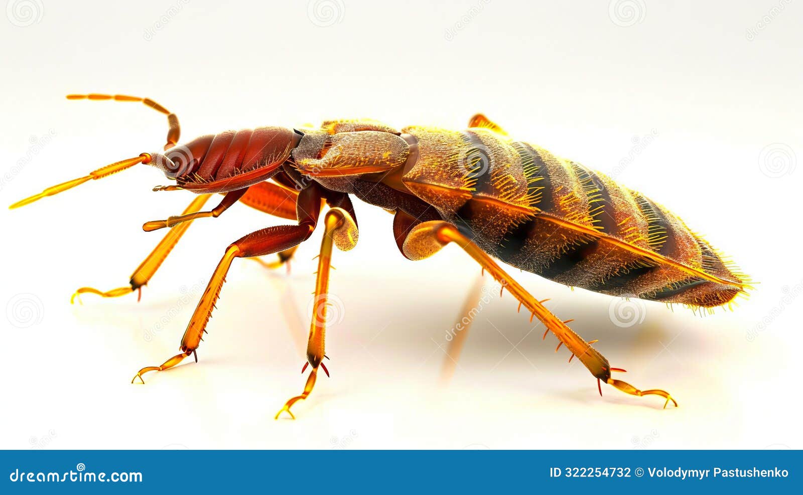 A Brown and Black Bed Bug on a White Background Stock Photo - Image of ...