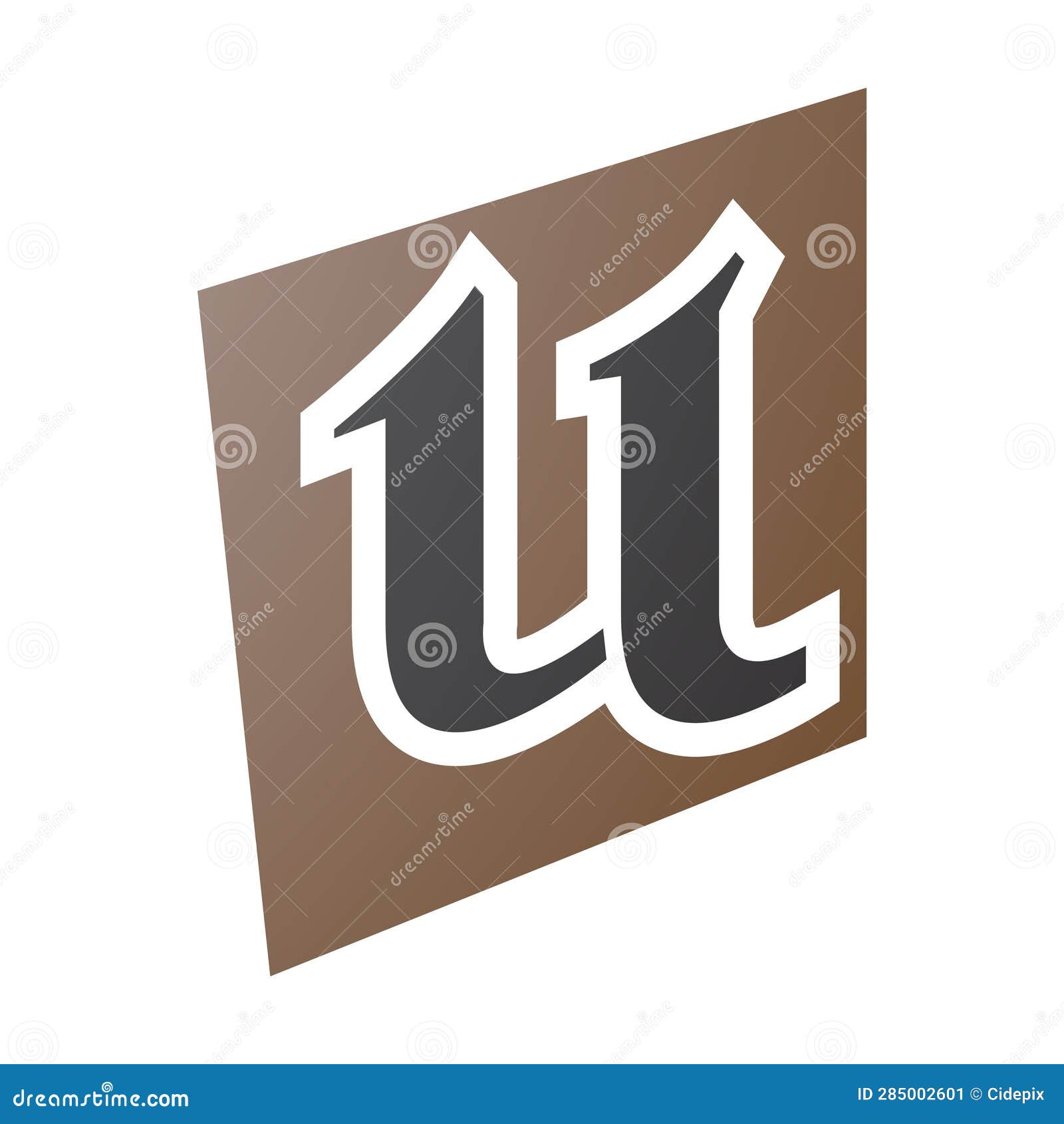 Brown and Black Distorted Square Shaped Letter U Icon Stock Vector ...