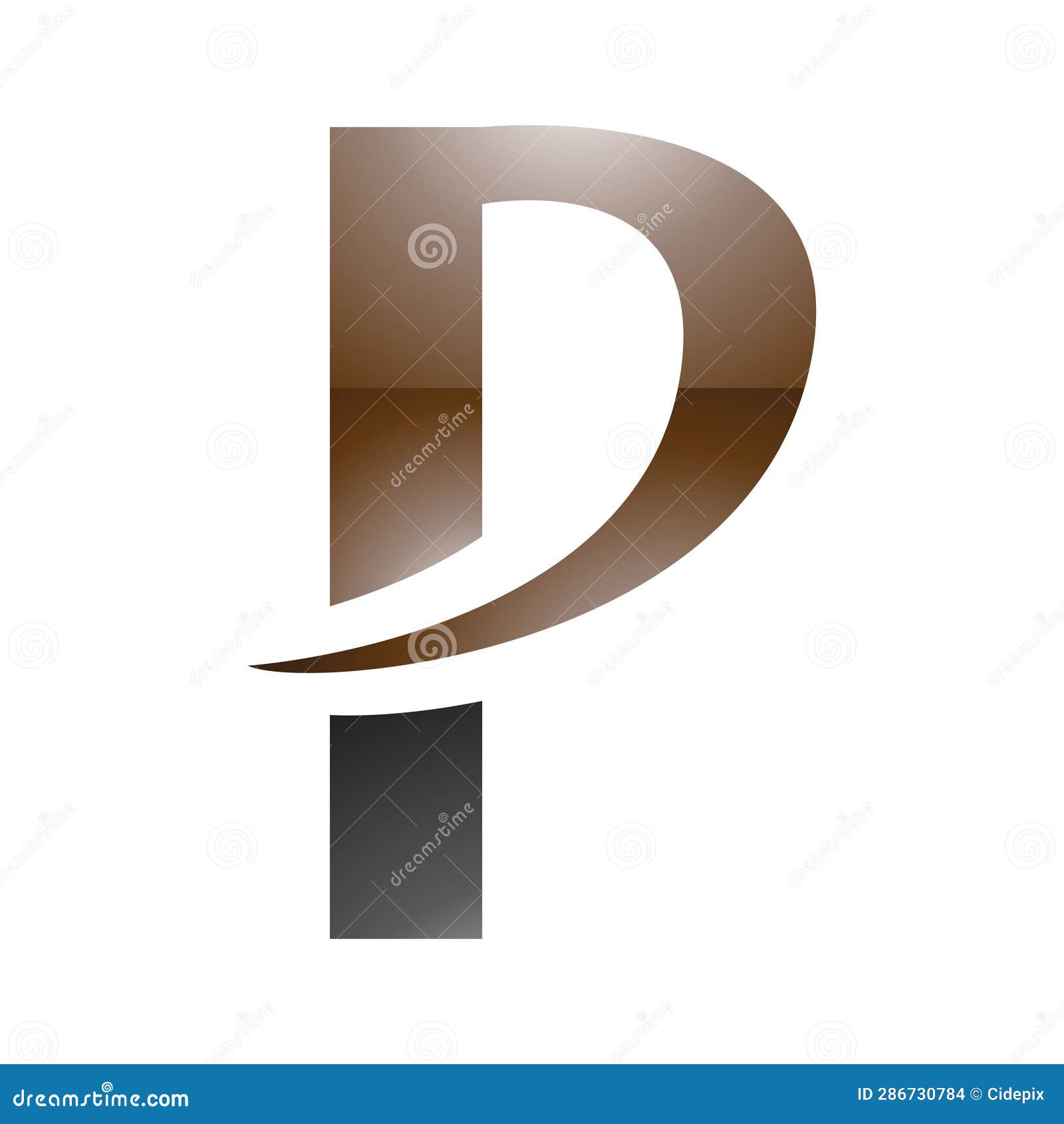 Brown and Black Glossy Letter P Icon with a Pointy Tip Stock Vector ...