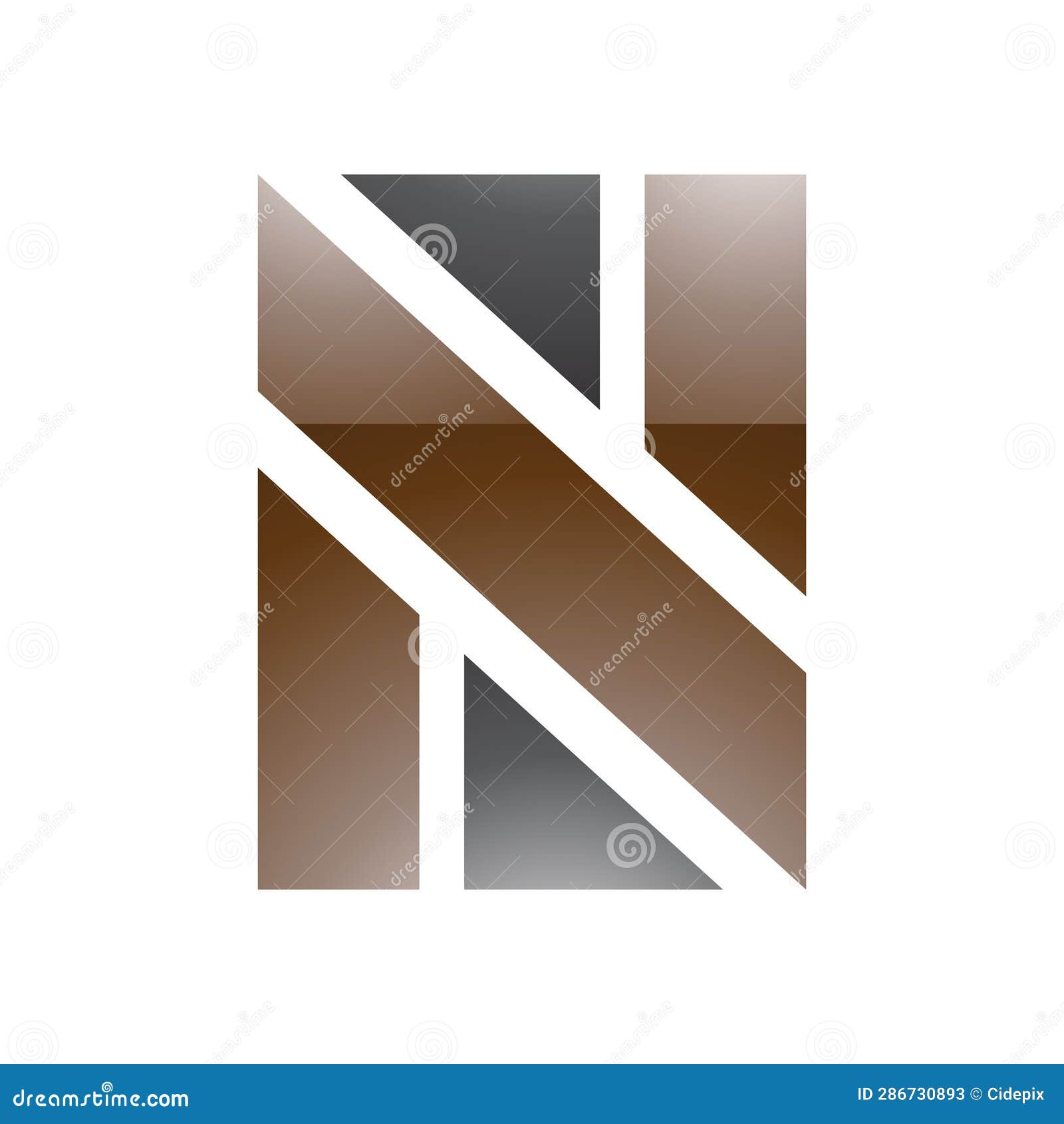 Brown and Black Glossy Rectangle Shaped Letter N Icon Stock Vector ...