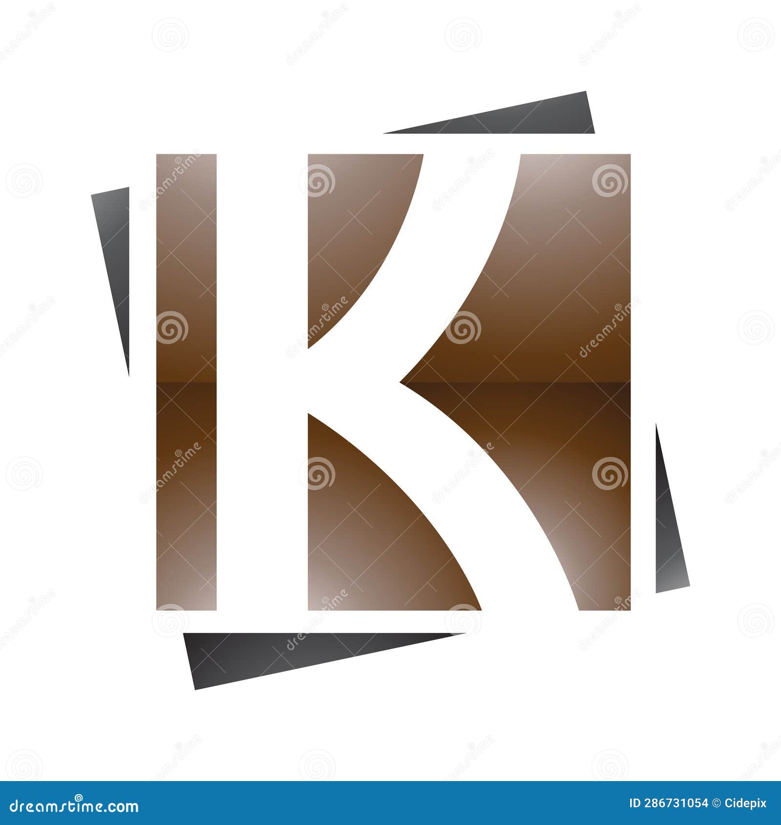 Brown and Black Glossy Square Letter K Icon Stock Vector - Illustration ...