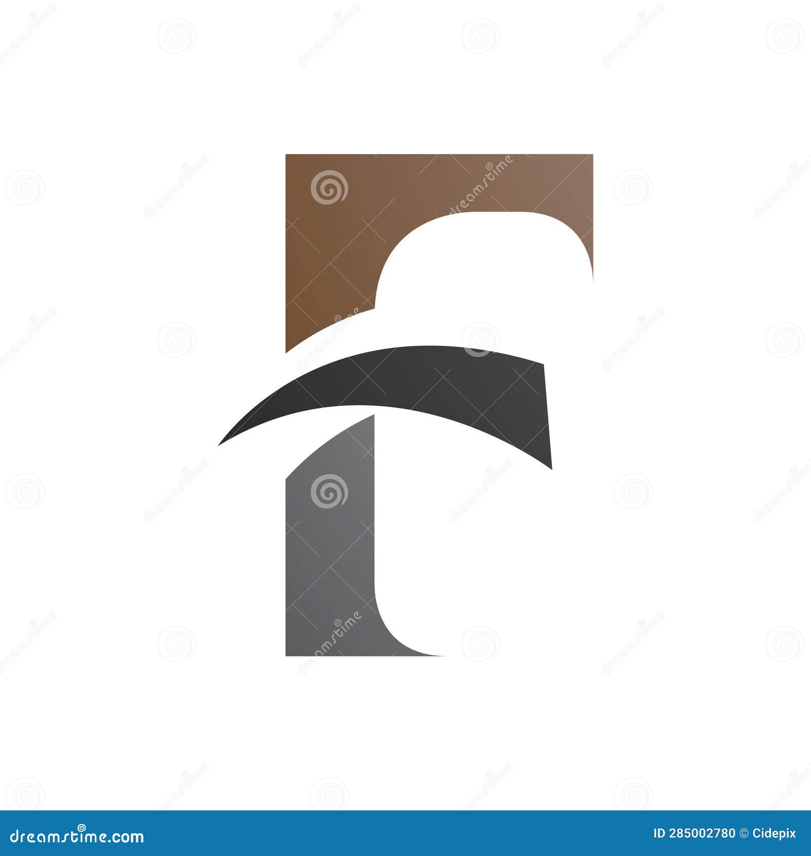 Brown and Black Letter F Icon with Pointy Tips Stock Vector ...