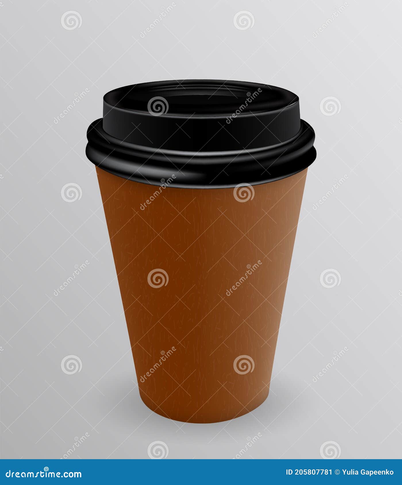 Brown And Black Paper Cup For Hot Coffee Vector Illustration Stock