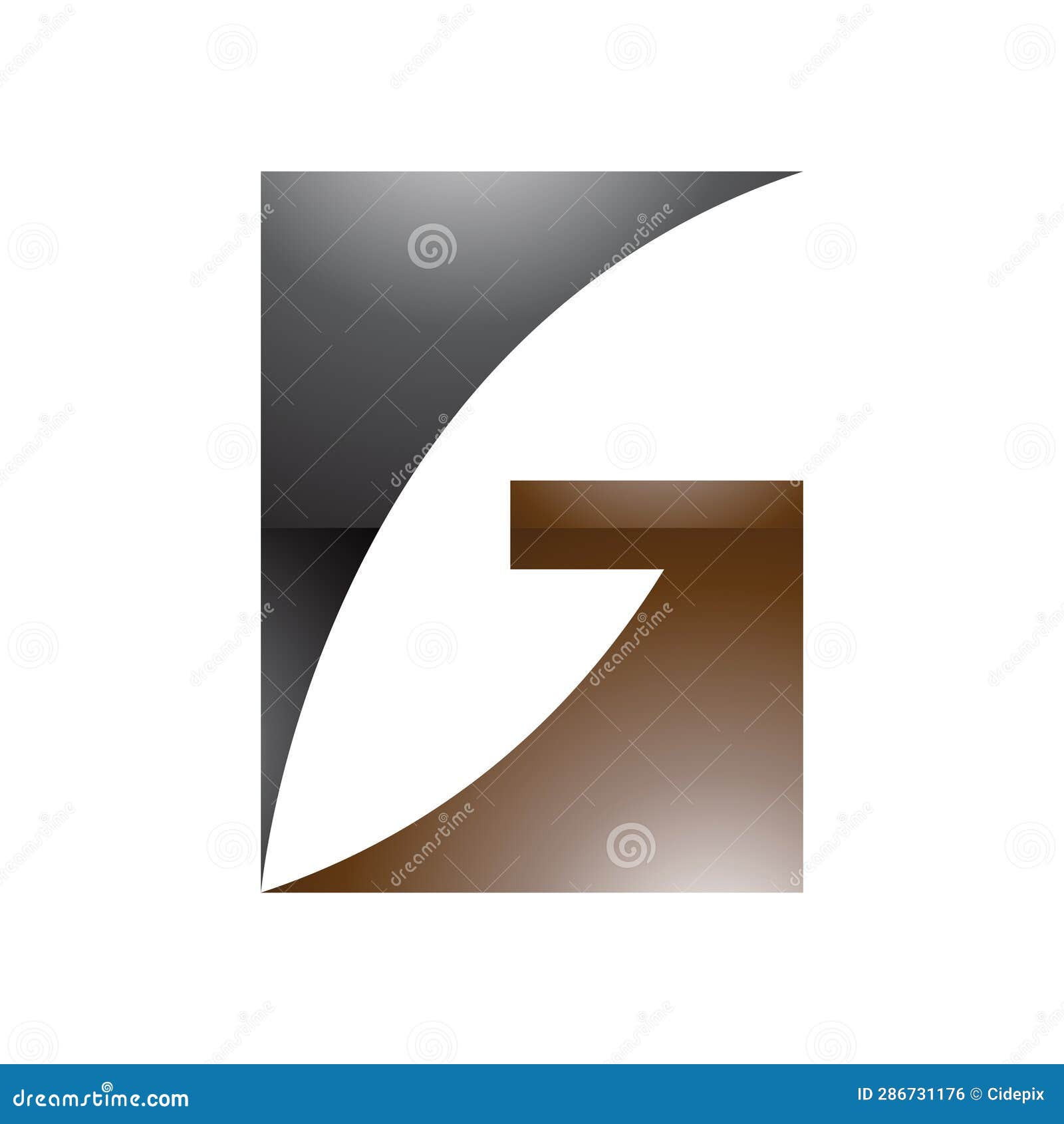 Brown and Black Rectangular Glossy Letter G Icon Stock Vector ...