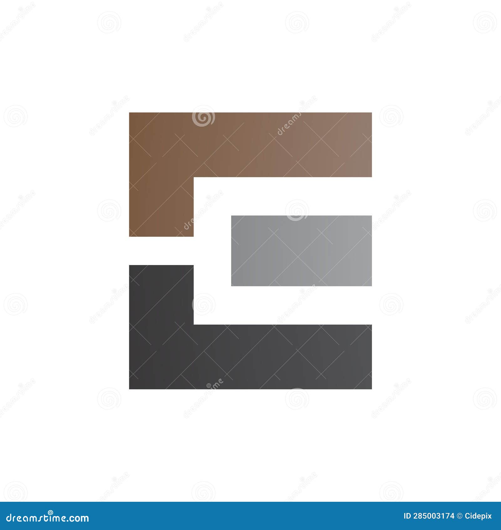 Brown and Black Rectangular Letter E Icon Stock Vector - Illustration ...