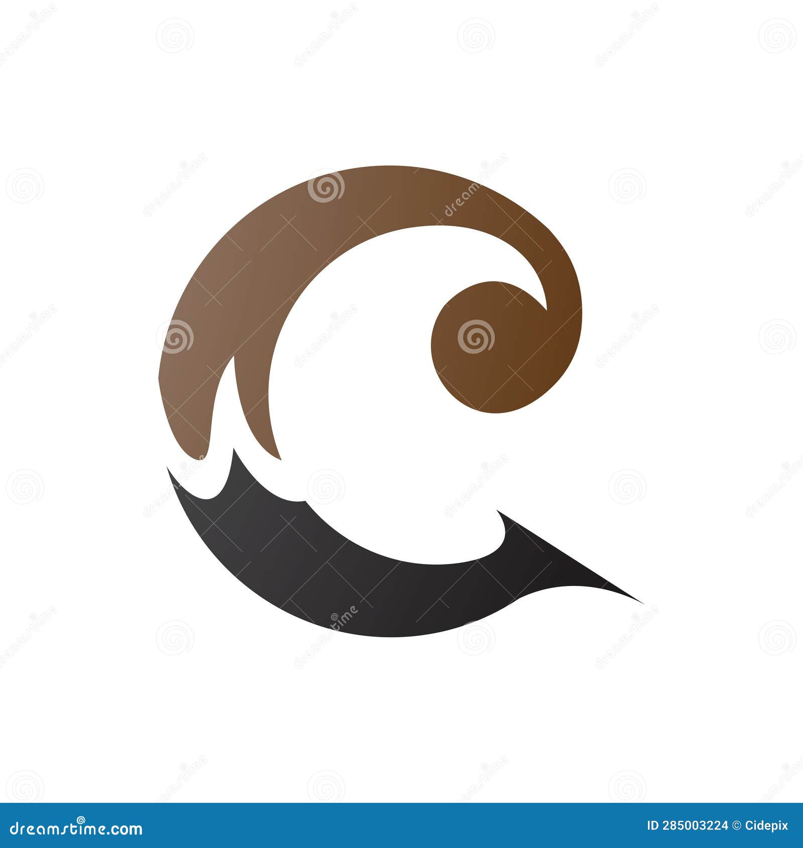 Brown and Black Round Curly Letter C Icon Stock Vector - Illustration ...