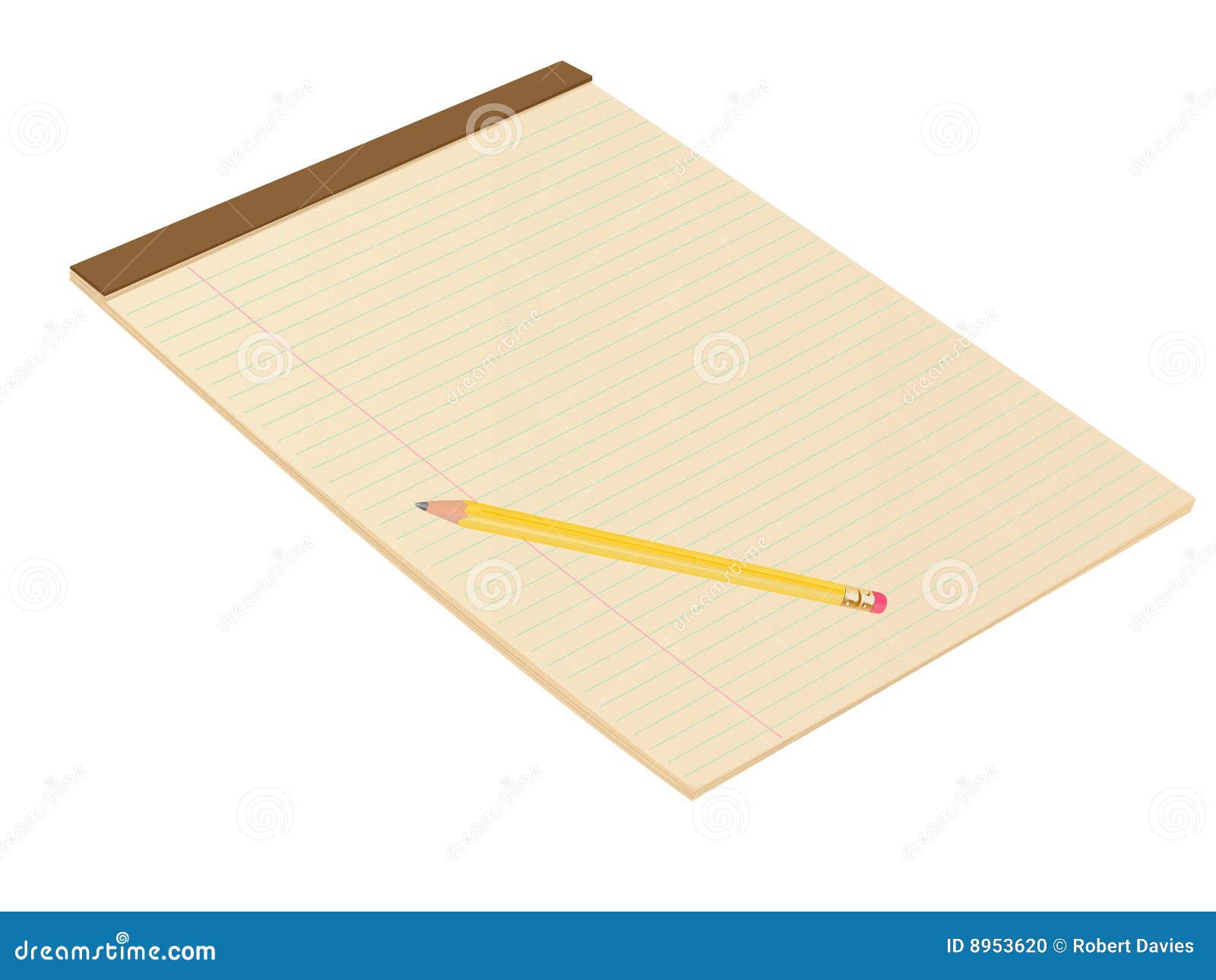 Brown Blank Notepad with Pencil Stock Vector - Illustration of office ...