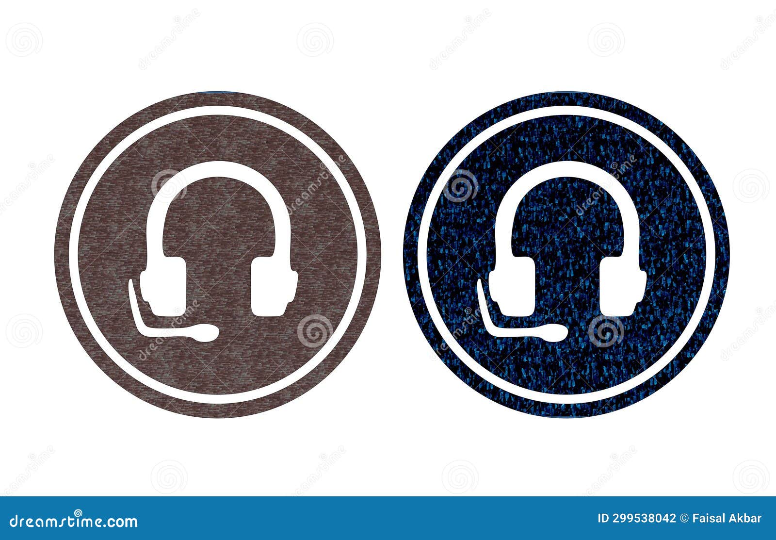 Brown and Blue Headset Icon Symbol with Texture Stock Illustration ...