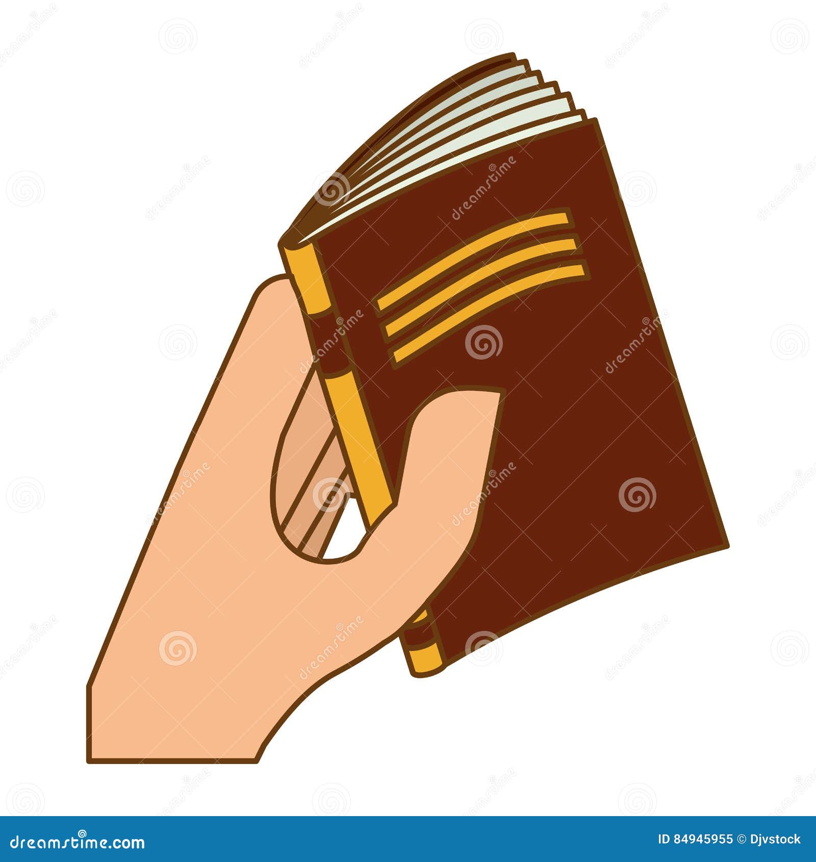 Brown Book Close in the Hand Image Stock Illustration - Illustration of ...