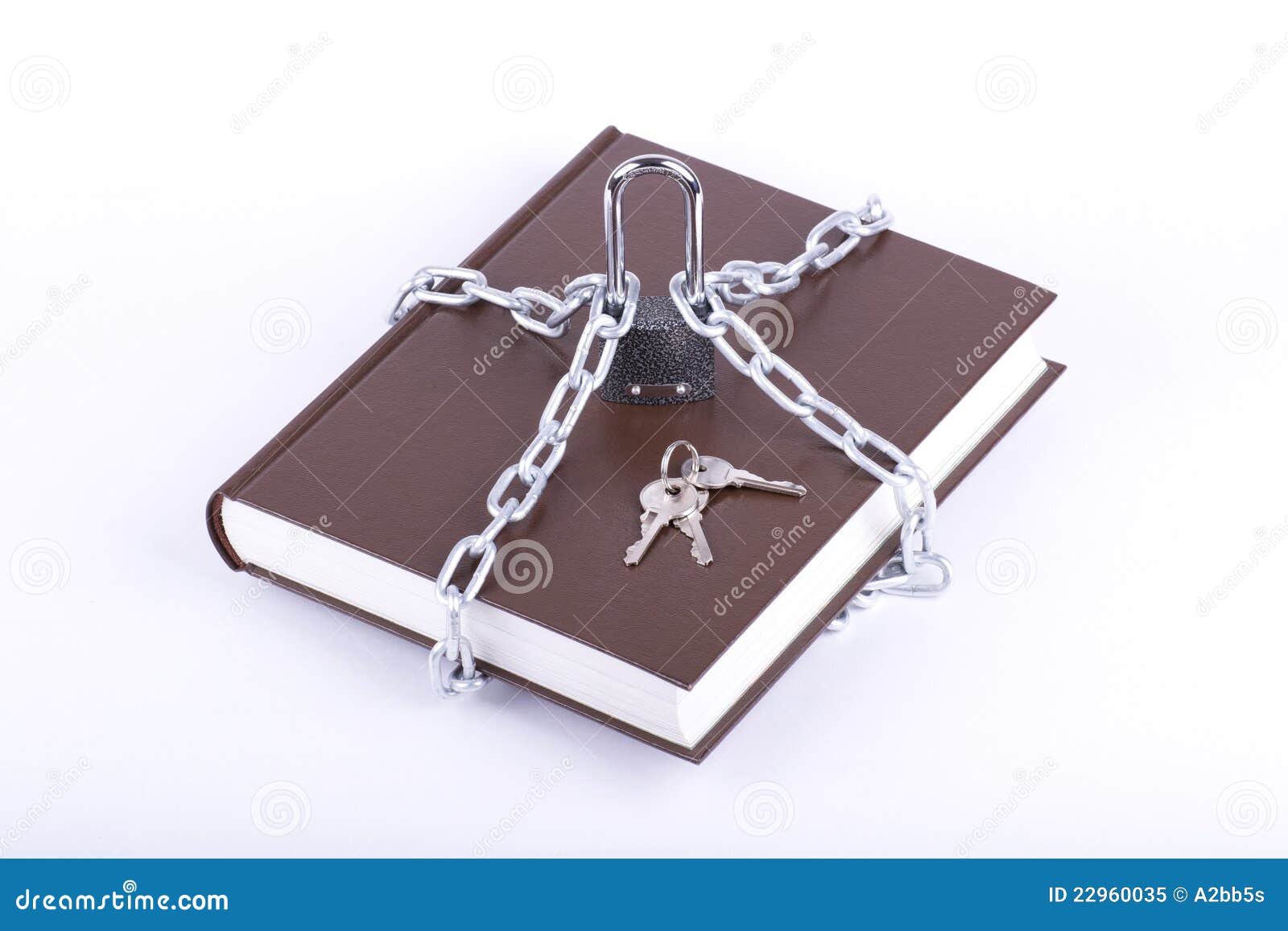The Brown Book is Linked Chain and Padlock Stock Image - Image of ...
