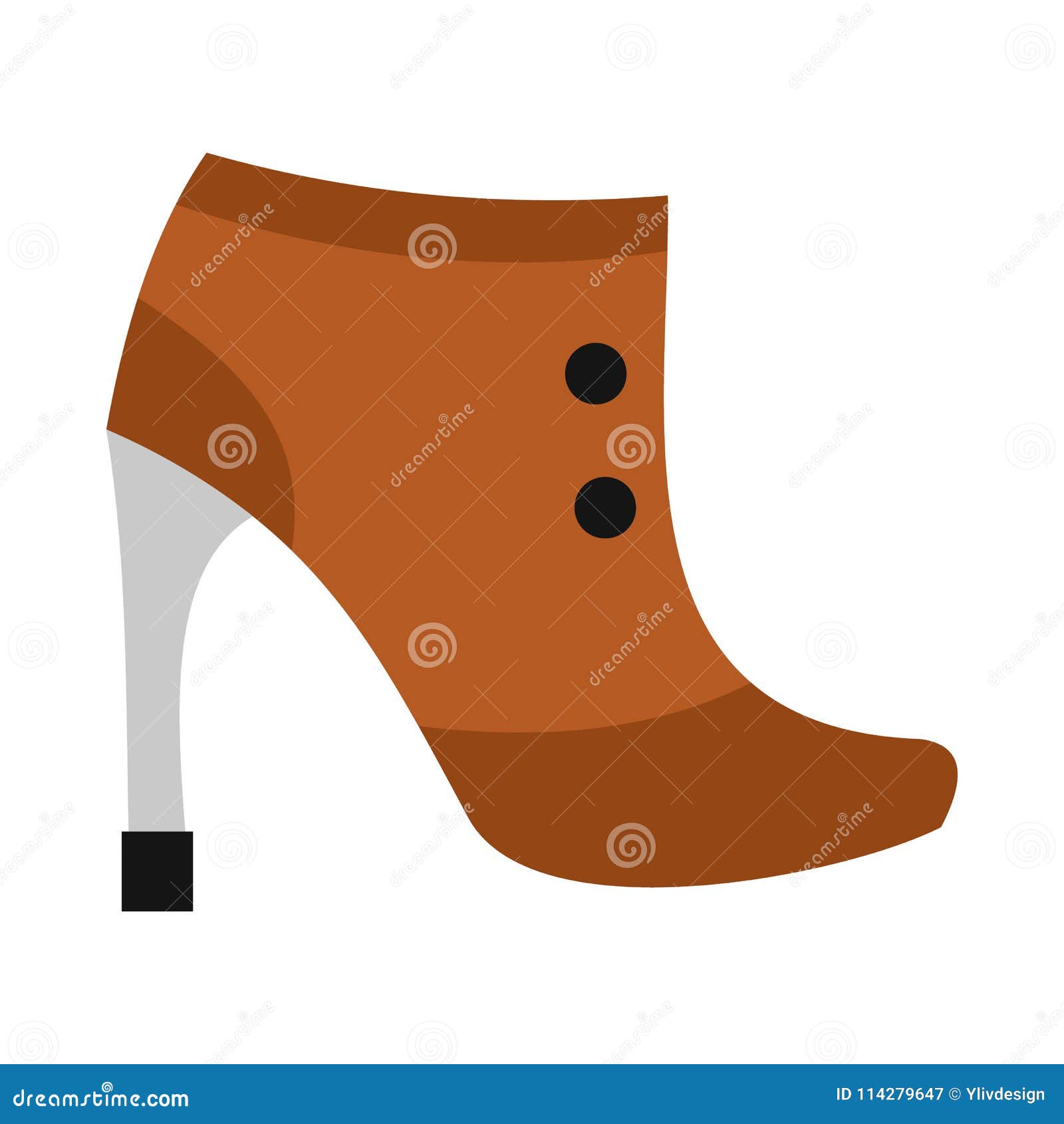 Brown Boot with High Heel Icon, Flat Style Stock Vector - Illustration ...