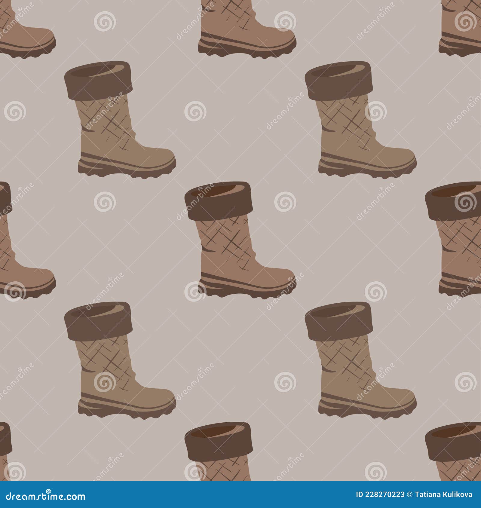 Brown Boots Seamless Background. Vector Endless Pattern Stock Vector ...