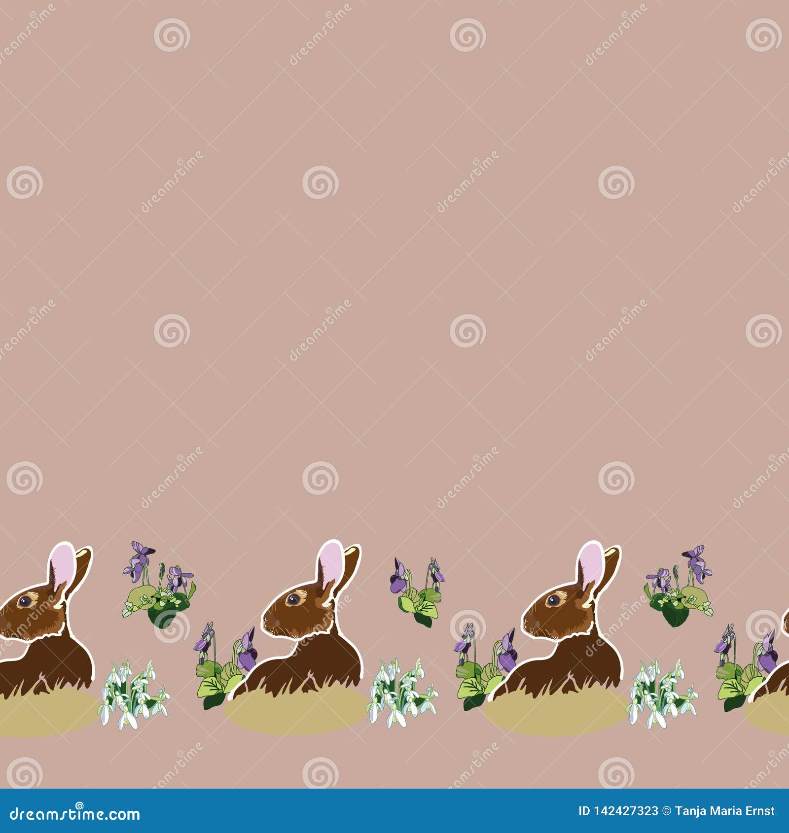 Brown border with bunny. stock vector. Illustration of element - 142427323