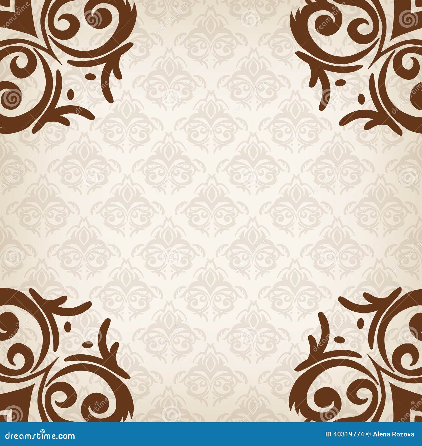 Brown Border in Damask Baroque Style Stock Vector - Illustration of ...